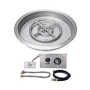 Stanbroil 25 inch Round Drop-in Fire Pit Pan with Spark Ignition Kit Natural Gas Version