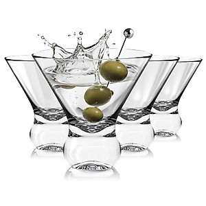 Vivocci Unbreakable Tritan Plastic Stemless Martini Glasses Set of 4 10 oz - Shatterproof & Heavy Base - Reusable - Ideal for Cocktails & Margaritas - Dishwasher Safe - Premium Quality Bar Glassware