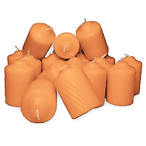 Orange Pumpkin Scented Votive Candles - 15 Hour Long Burn Time - Textured Finish - Box of 20