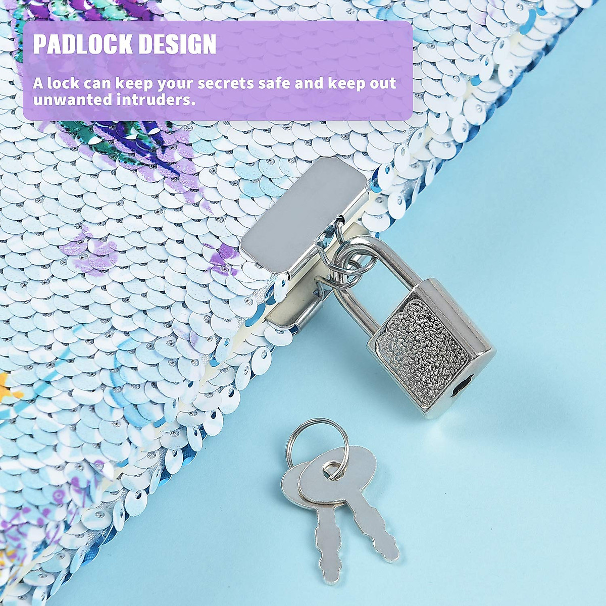 WERNNSAI Mermaid Diary for Girls with Lock - Kids Journals Set Sequins Unique Mermaid Gift for Girls ages 6-8, Travel School Office Notebook Notepad A5 Diary with Ballpoint Pen Bracelet Key-chain