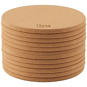 MAHIONG 12 Pack Cork Trivet Round, Thick Cork Coaster Set Kitchen Heat Hot Pads Holder Heat Resistant Corkboard Placemat for Hot Pots, Pans, Kettles, Dishes, 7.5 x 0.4 Inch