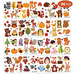 Woodland Temporary Tattoos Sticker for Kids Birthday Party Supplies Decorations Party Favors 96PCS Tattoo Forest Autumn Fall Animal Super Cute Themed Cute Kids Boy Gifts Ideal School Prizes