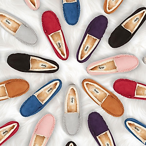 Floopi Women Slippers Moccasins, Soft Faux Fur Lining with Cozy Memory Foam, Ladies House Slippers for Women with Indoor & Outdoor Anti-Skid Sole(9, Pink-323)