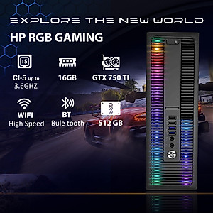 HP RGB Gaming Desktop Computer, Intel Quad Core I5-6500 up to 3.6GHz, GeForce GTX 750 Ti 4G, 16GB DDR4, 512G SSD, RGB Keyboard & Mouse, 600M WiFi & Bluetooth, Win 10 Pro (Renewed)