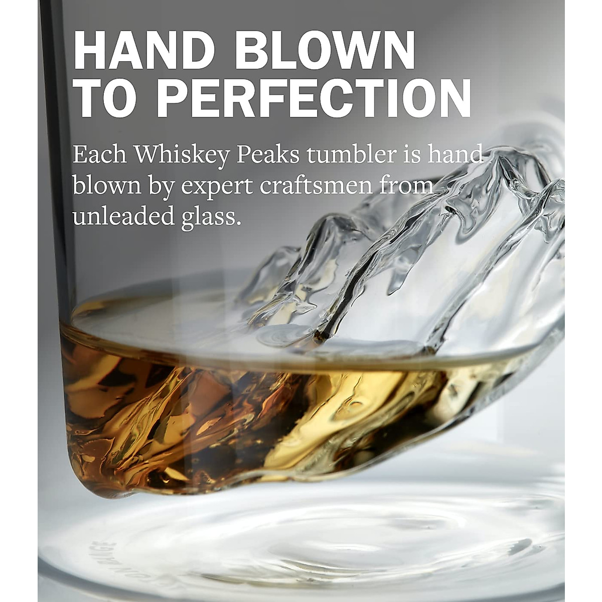 Huckberry Whiskey Peaks Iconic Mountain Bar Glasses, 11.5 oz Capacity, Lead-Free Crystal, American Mountains, Set of 4