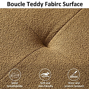 kevinplus 120'' Sectional Sofa Couch for Living Room, Modern Contemporary Sofa Couch with Curved Tufted Seat, Sofa Couch with Throw Pillow for Apartment, Teddy Fabric, Dark Yellow