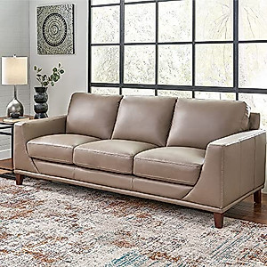 Hydeline Soma Top Grain Leather Sofa Couch, 92", Taupe