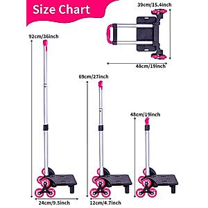 PROTAURI Backpack Trolley with 6 Wheels can Climb Stair, Foldable Rolling Luggage Cart, Adults/Student/Kid's Roller Attachment for School Bags/Backpacks