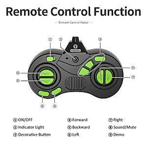 GILOBABY Robot Toys, Remote Control Robot Toy, RC Robots for Kids with LED Eyes, Flexible Head & Arms, Dance Moves and Music, Birthday Gifts for Boys Ages 3+ Years (Green)