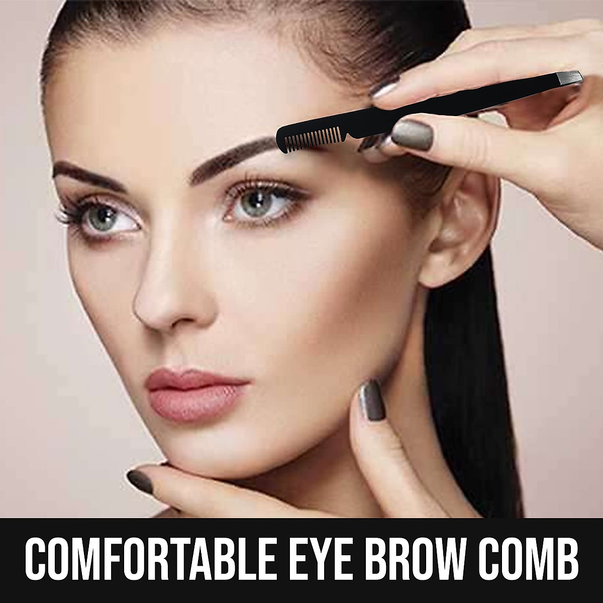 KAMICURE - Professional Tweezers with Comb Feature, Eyebrow Tweezers for Women Facial Hair Slant Tip Stainless Steel Ingrown Hair Tweezer