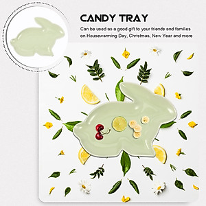 ABOOFAN Easter Bunny Shaped Plate Ceramic Rabbit Dishes Candy Appetizer Dessert Platter Salad Plate Serving Tray for Spring Easter Mothers Day Gift Kitchenware Lovers