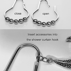 URTAINGS 12 Pcs Decorative Shower Curtain Rings Shower Curtain Ring Home Bathroom Stainless Steel Rustproof Skeletons with Decor Accessories