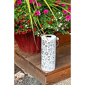 Allsop 32161 Bloom Lantern-White Punched Metal Solar Light