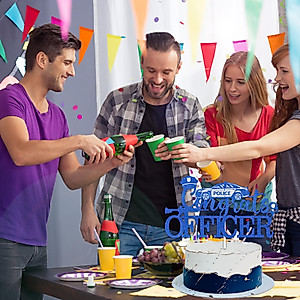 Blue Glitter 1pcs Cake Topper 12pcs Cupcake Topper Pick for Congrats Officer Policeman Theme Decor Supplies Boys Girls 2024 College Graduation Party Decorations