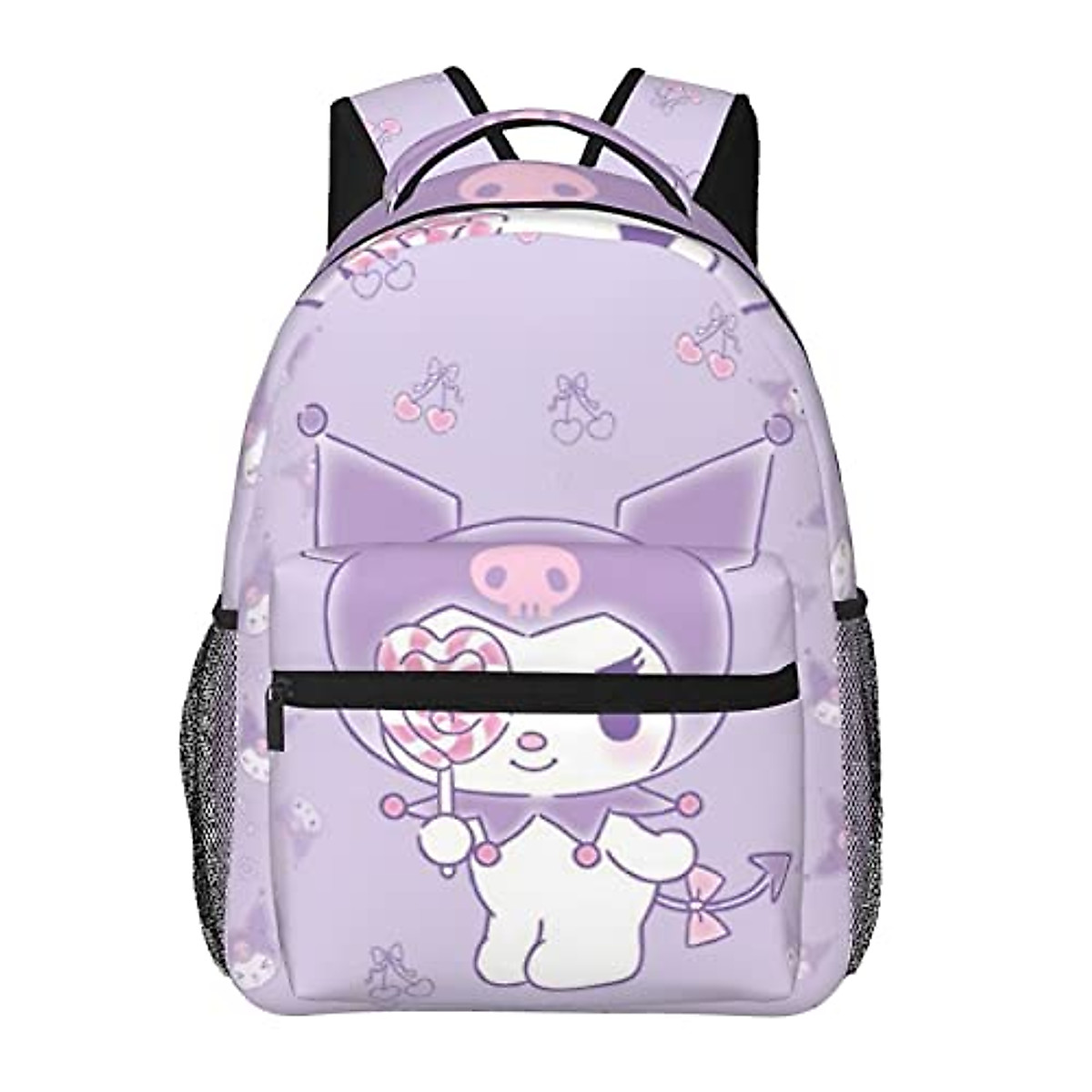 RODES Cute Kurromi Pattern Print Backpack Anime Backpack Lightweight Travel Backpack Laptop Backpack Purple Daypack Women Birthday Gift With Keychain