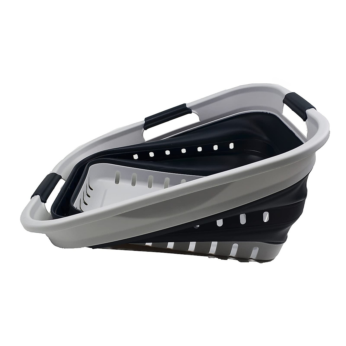 SAMMART 30L (8 gallons) Collapsible Plastic Laundry Basket/Hamper-Foldable Storage Container/Organizer-Space Saving Outdoor Pop Up Saving (Grey/Slate Grey (Set of 2))