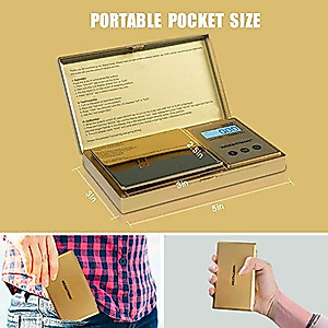 WEIGHTMAN Digital Scale Gram, 200g/0.01g Pocket Scale Gold Titanium Plating, LCD Backlit Display, Mini Jewelry Scale with 6 Units, Auto Off, Tare Function for Food, Herb, Coins, Battery Included