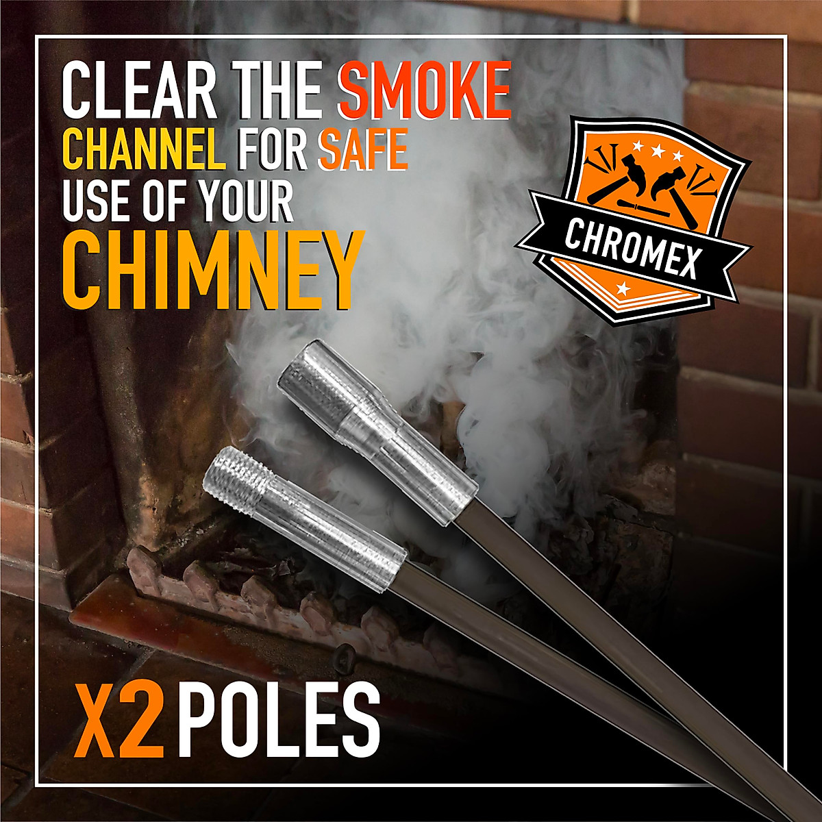 9-Foot Chimney Rod Extension Set - 3x3 Ft Durable Fiberglass Rods, 1/4" NPT Fittings