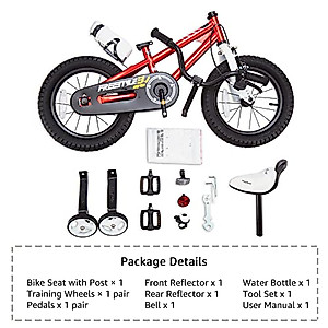 Royalbaby Toddlers Kids Bike Boys Girls Freestyle BMX Children Sports Bicycle with Training Wheels Gifts, 12 Inch Red