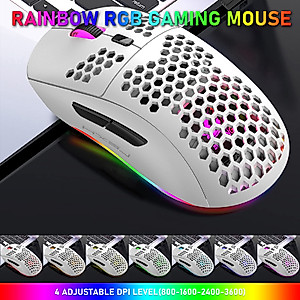4 in 1 Wireless Gaming Keyboard Mouse and Converter with RGB Backlit Mini 61Key Ergonomic Honeycomb Shell 2.4Ghz USB Receiver Bluetooth Wired Adapter for PS4 PS3 Xbox Switch PC Mac Gamer Typist(White)