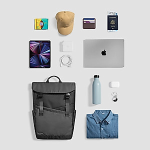 tomtoc Flap Laptop Backpack, Lightweight, Water-Resistant College School Travel Casual Daypack Bookbag, Slim Durable Work-pack Rucksack for 13-16 Inch MacBook Laptop, Large Capacity, 18L, Gray