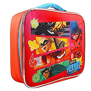 Zagtoon Miraculous Ladybug Lunch Box Set - Bundle with Miraculous Ladybug Insulated Lunch Bag with Superhero Stickers, Temporary Tattoos, and More (Miraculous Ladybug School Supplies)