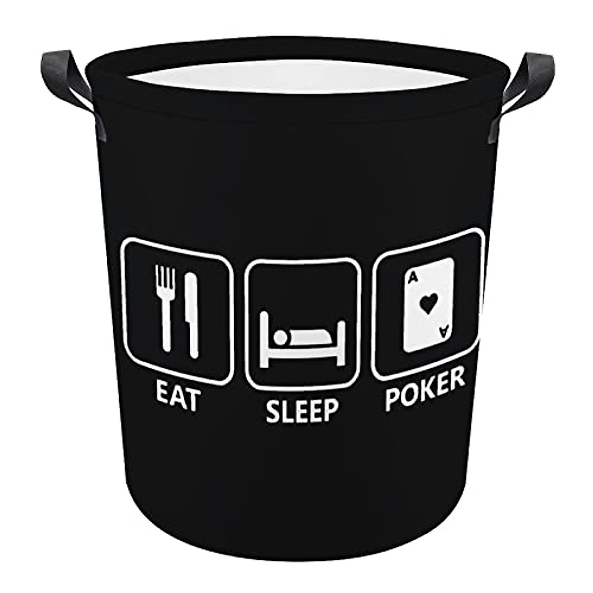 Eat Sleep Poker Foldable Laundry Basket Waterproof Hamper Storage Bin Bag with Handle 16.5"x 16.5"x 17"