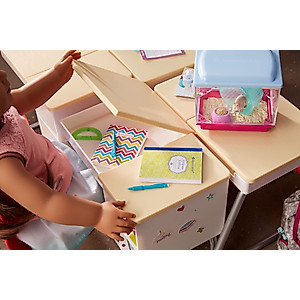 American Girl Truly Me 18-inch Doll Flip-Top Desk Playset with Attached Seat, Notebook, and Stickers, For Ages 6+