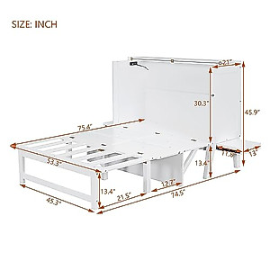 GAOWEI Full Size Murphy Bed with USB Port and Removable Shelves on Each Side, Murphy Bed Full Hidden Murphy beds Murphy Cabinet Bed (White)