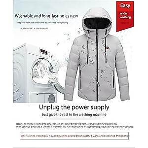 Muscularfit unisex Heated Jackets for Men Women Lightweight Lights-Out Design Soft Shell Electric Heating Coat Battery not Included heated jacket womens long Gray S