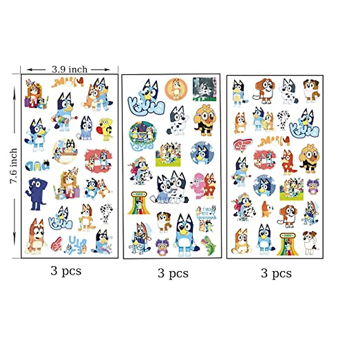 9 Sheets (189PC ) Blue-y Temporary Tattoos Stickers,Blue-y Birthday Themed Party Supplies Decoration Favors, Cartoon Tattoos Sticker Gift for Kids Boys Girls Home Activity Class Prizes Carnival Christmas Rewards