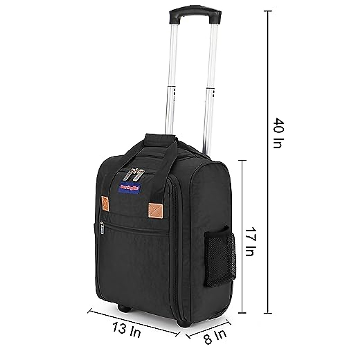 17x13x8 Inches JetBlue Airlines Rolling Personal Item Underseat Travel Bag - Suitable for Major Airlines including Spirit, Jetblue, Frontier, and American - Duffel Bag Design (Black)