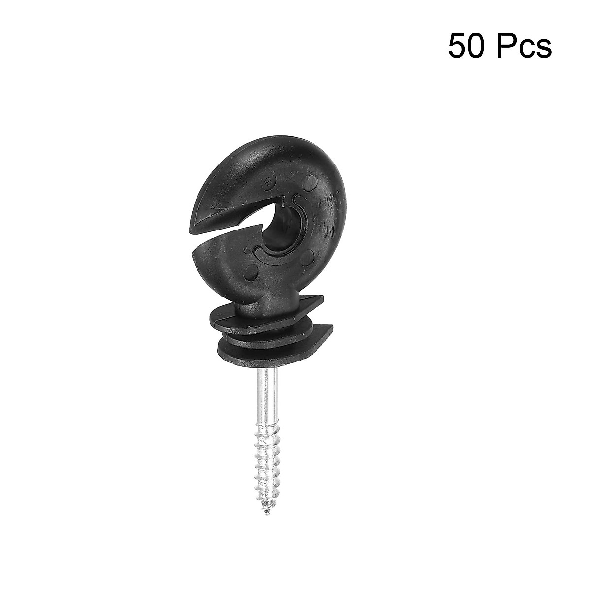PATIKIL Electric Fence Insulator Screw-in Ring Insulator 50pcs Wood Post Insulator Black for Farm Fencing Power Grid System