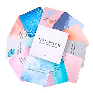CUCOLUS I am Enough Affirmations Cards, Positive Affirmations Cards with Encouragement & Motivational Quotes, Inspirational and Self Care Gifts with Premium Gift Box, Deck of 50