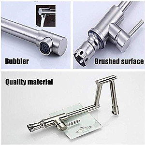 ShiSyan Y-LKUN Taps Sink Faucet Kitchen Faucet Folding Stretchable Stainless Steel Kitchen Sink Faucet Single Handle 360 ° Rotation Modern Style Brushed Nickel