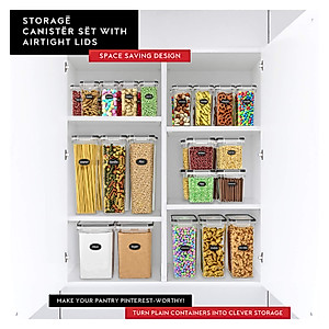 DWËLLZA KITCHEN Pasta Storage Containers for Pantry Airtight - 4 Pc Spaghetti Container Storage - Ideal for Spaghetti & Noodles, Kitchen Pantry Organization and Storage - Keeps Food Fresh & Dry