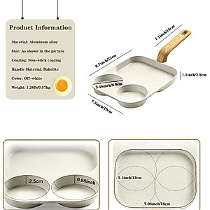 Unoschrim Nonstick Egg Frying Pan, Egg Frying Pan 3 Section, Aluminum Frying Pan With Heat Resistant Handle, Cooking Pan for Breakfast, Egg, Bacon and Burgers, Easy Clean, Only for Gas Stove