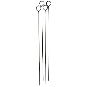 Harold Import Co. 43113 HIC Reusable Nonstick Barbecue and Grilling Shish Kabob Skewers with Ring-Handle Top, 15-Inches Long, Set of 4, 15 Inch, Black