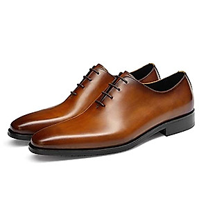 Men's Dress Shoes Oxford Formal Leather Shoes for Men 9.5US Brown