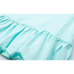 Mud Kingdom Summer Outfits for Toddler Girls Ruffle Sleeve Cartoon Clothing Set Sky Blue 4T