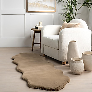 nuLOOM 2' x 6' Cozy Plush SuperiorWash Area Rug, Machine Washable, Non-Slip, Soft Fluffy Shag Carpet for Living Room Bedroom Kids Room Nursery Home Decor, Eline Camel