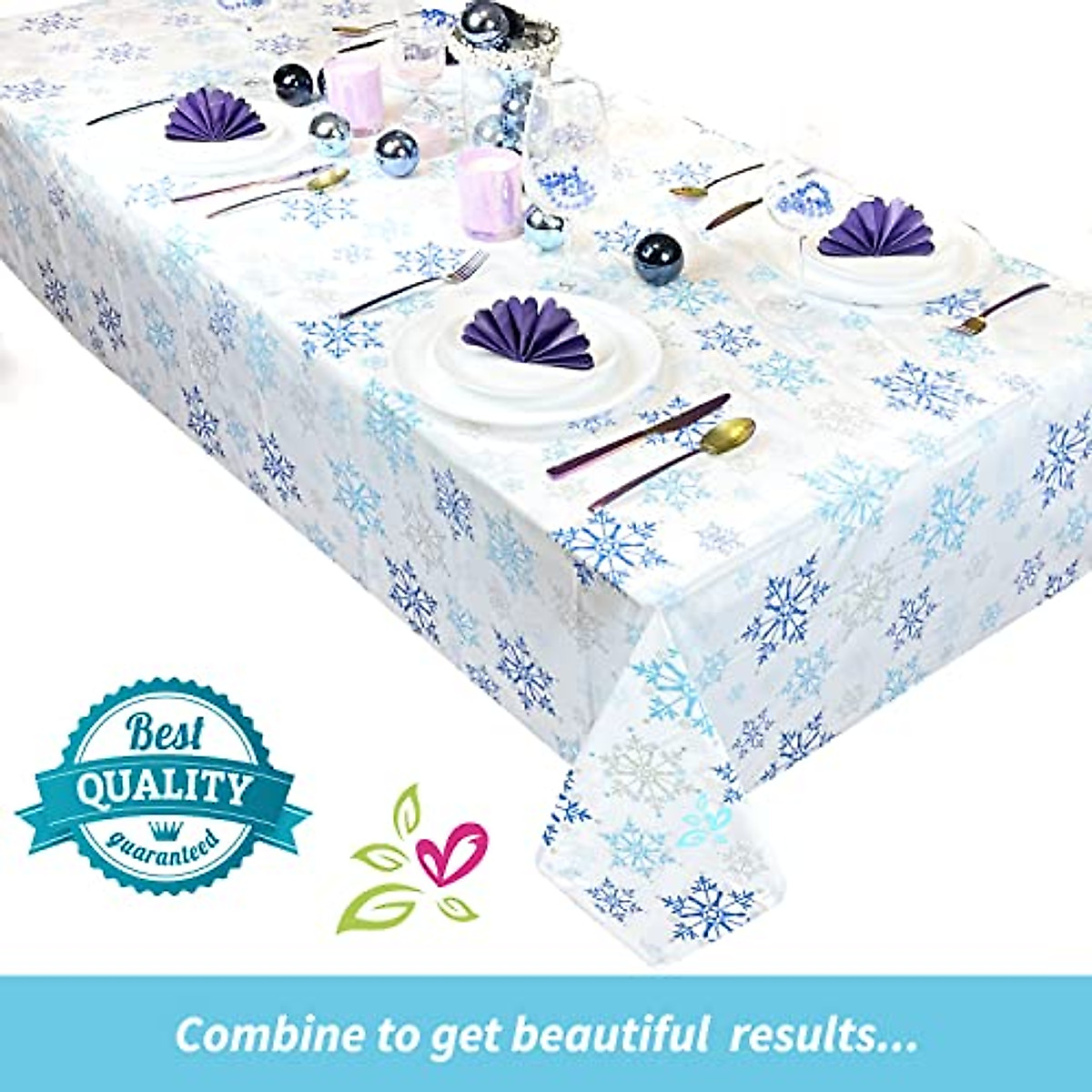 DECOSTYLE, Premium Disposable Table Cover, Frozen, elsa, Snowflake, Crystal, Parties, Winter Theme, Plastic, Birthday Party, Rectangular Decorations, Tablecloth, Table Cloths 54 Inch x 108 Inch