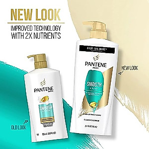 Pantene Shampoo, Conditioner and Hair Treatment Set, Smooth and Sleek for Frizz Control, Safe for Color-Treated Hair