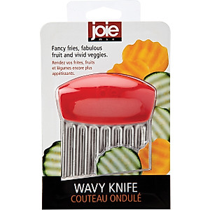 Joie Crinkle Cutter Kitchen Knife for Vegetables, Stainless Steel Blade, Colors May Vary