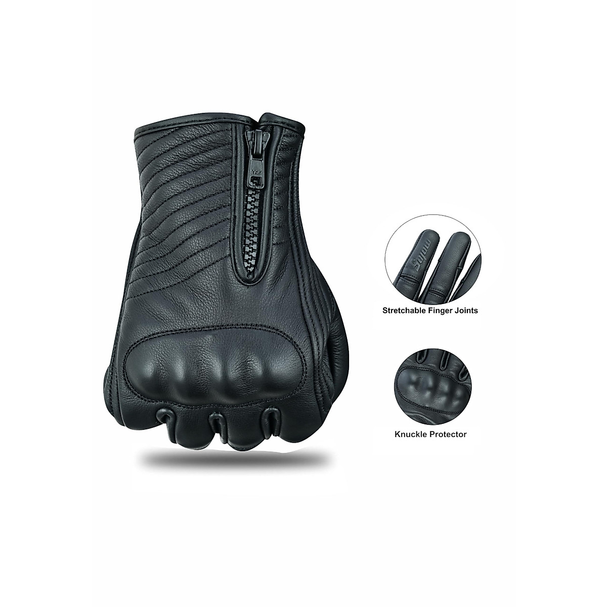 Moto5 Full Finger Leather Motorcycle Gloves for Men & Women Touch Screen Gloves Premium Street Motorcycle Durable Protective Cruiser Biker Gel Leather Motorbike gloves (Black, X-Large)