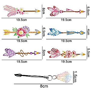 LUSandy 6Pcs 5D Diamond Painting Bookmarks Kits 7.9inch DIY Crystal Flowers Arrows Diamond Art Acrylic Bookmark with Tassel Crystal Pendant Bookmark for Home Office School Read & Crafts Lovers