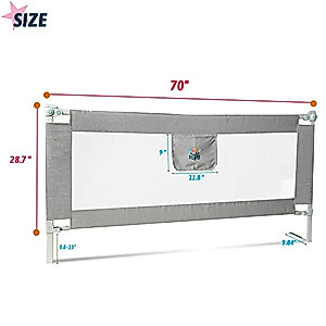 SuperStyle Bed Rail for Toddlers, Upgrade Extra Long Bed Rail Guard, Safety Bed Fence Protector Rail with Soft Breathable Fabric, fit Twin, Full, Queen, King Size Mattress (70 Inch)