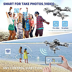 Brushless Motor Drone with Camera-4K FPV Foldable Drone with Carrying Case,2 batteries provide a total of 40 mins of battery life,120° Adjustable Lens,One Key Take Off/Land,Altitude Hold,360° Flip,Toys Gifts for Kids and Adults,Upgrade WiFi Transmission,O