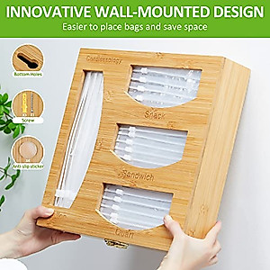 Honadar Bamboo Ziplock Bag Organizer for Drawer, Bag Storage Organizer Compatible with Gallon, Quart, Sandwich and Snack Variety Size Bag for Kitchen Drawer Organizer (1 Box 4 Slots)