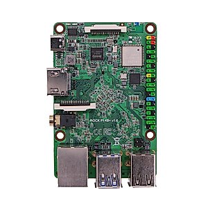 Rock Pi 4 Plus Rockchip RK3399(OP1) Single Board Computer LPDDR4 4GB with WiFi 5 and Bluetooth 5.0 Support Twister OS (4GB RAM+64GB eMMC)